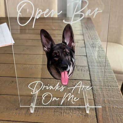 Pet Wedding Bar Sign, Open Bar, Acrylic Sign, Custom Dog Wedding Sign ...