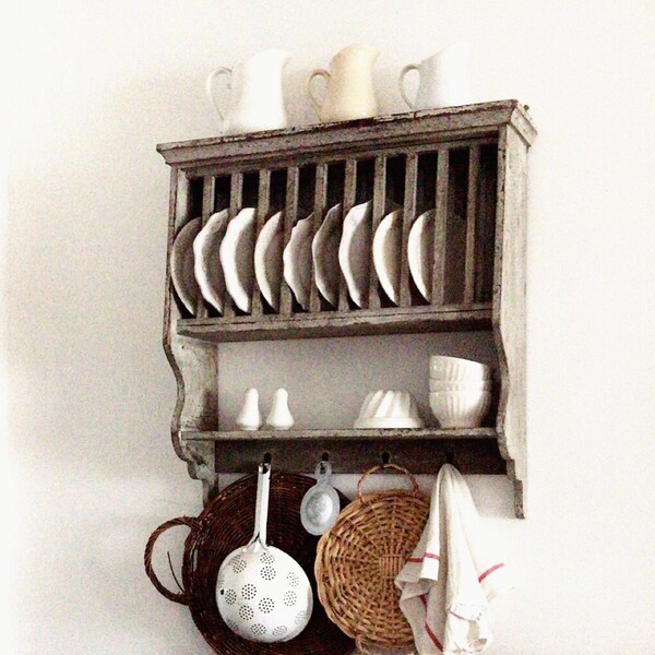 Antique Dish Rack, Buffet Plate Rack Original Paint Antique Furniture ...