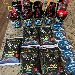 Gamer Party Chips 0.67 Oz Snack Stack Labels & Wrap Video Game Gaming ...