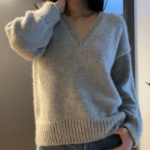 Knitting Pattern Home Sweater V Neck Top Down Knitting Pattern - Etsy ...