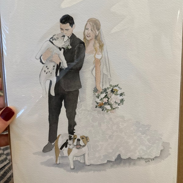Custom Watercolor Wedding Portrait, Bride and Groom Painting ...