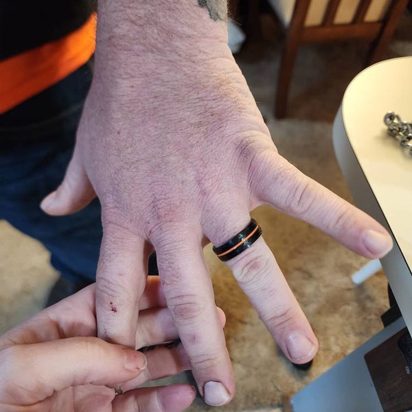 Orange Tungsten Ring Mens Wedding Band Atomic Orange 4mm, 6mm, 8mm ...