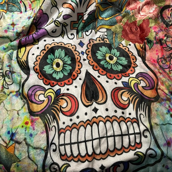Mosaic Sugar Skull Blanket - Etsy