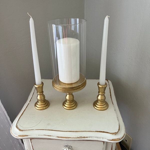 Glass Unity Candle Holder Set Wedding Unity Candle Set Pillar Candle ...