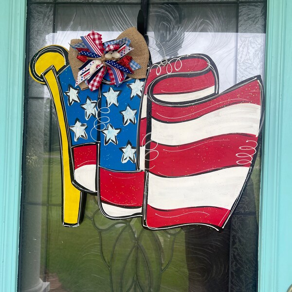Patriotic Door Hanger - American Flag Door Hanger - Patriotic Decor ...