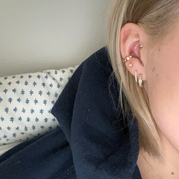 G23 Titanium Triple Wide Conch Earring With Gems, 12mm Conch Clicker ...