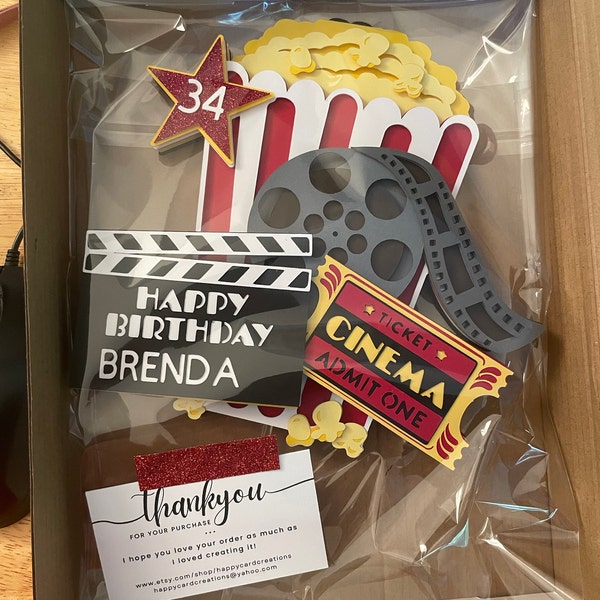 Custom Movie Theater Cake Topper, Movie Night Birthday, Movie Party ...