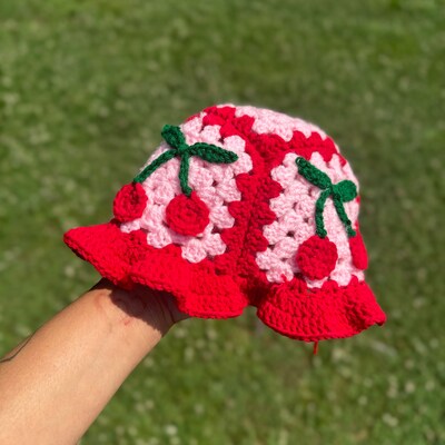 Cherry Bucket Hat PATTERN, Cute Cherry Bucket Hat PATTERN, Cherry Hat ...