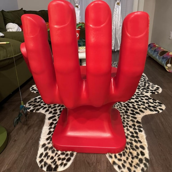 Red RIGHT Hand Shaped Chair 32" Tall Adult Size 70's Retro EAMES Icarly ...