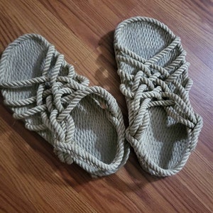 Womens Handmade Rope Sandals Toe Ring Sandals Barefoot Hippie Sandals ...