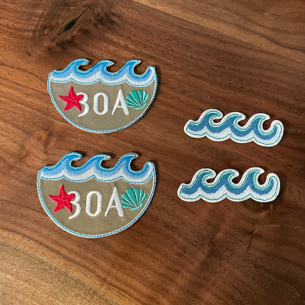 Wave Patch - Simple Beach - Ocean - Embroidered Iron on Patches Custom ...