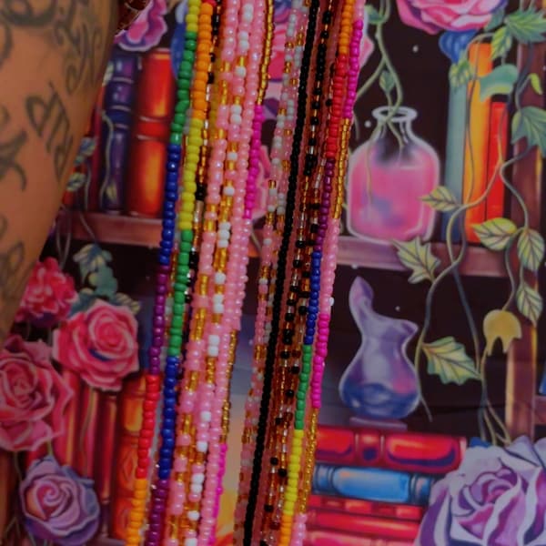 PLUS SIZE TIE on Waist Beads, Waist Beads, Waist Bead Set, Thread Waist ...