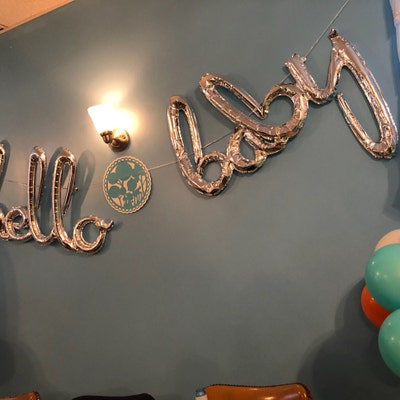 HELLO BABY Script Gold or Silver Foil Balloons same Day Shipping Monday ...