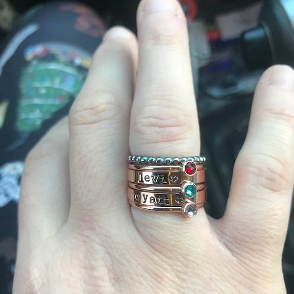 Stackable Birthstone Ring /mothers Ring / Birthstone Stacking Ring ...