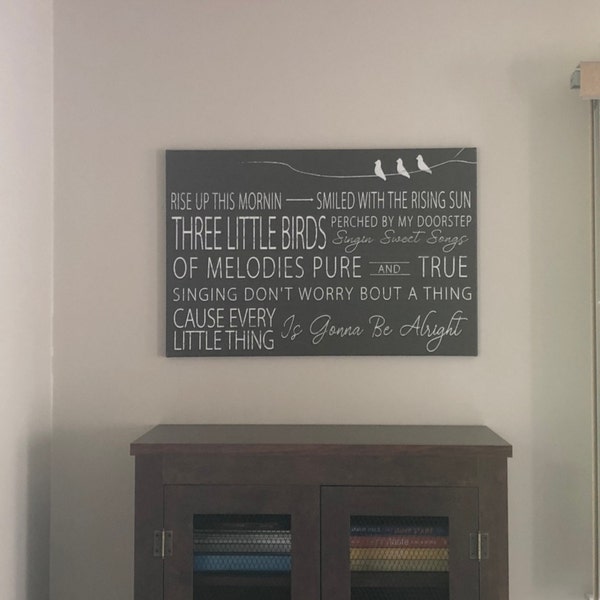 Three Little Birds Typography Word Art Sign, for the Music Lover ...