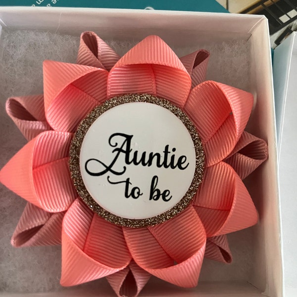 Auntie to Be Pin, Gift for New Auntie, Baby Shower Pins, Olive and Pink ...