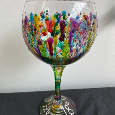 Colour Carnival Hand Painted Gin Glass can Personalise - Etsy
