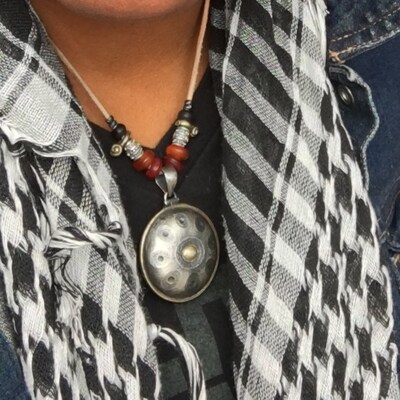 Handpan Pendpan-mini Pendant Necklace Sterling Silver Vintage Handmade ...