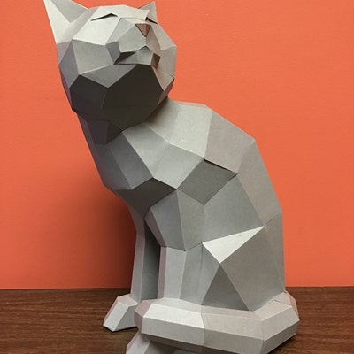 Papercraft Cat, Paper Craft 3D Model, Kitten PDF Template, Cute Low ...