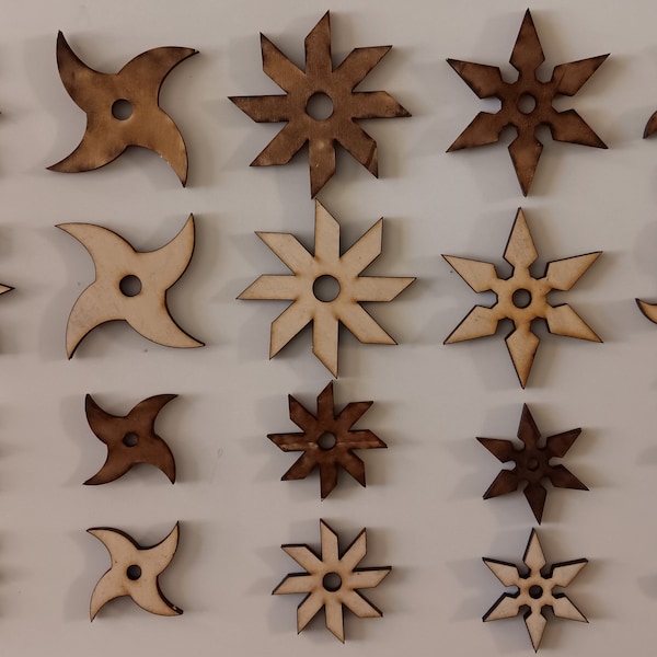 Ninja Star Samurai Contour Silhouette Blank Unpainted Gift DIY Wood ...