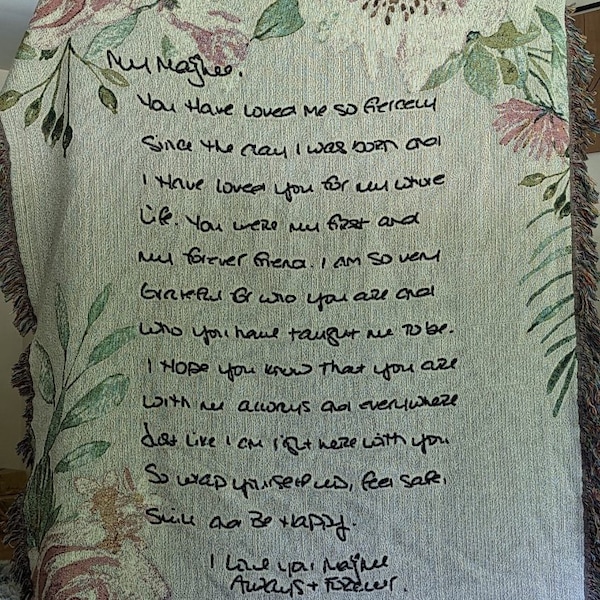 Handwriting Gift | Letter Blanket | Farewell Gift Custom Throw Blanket ...