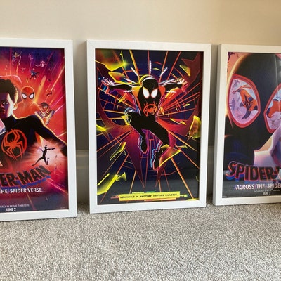 Spider-man Art NEW Spider-verse Movie Posters, FRAMED Set of 3, Wall ...