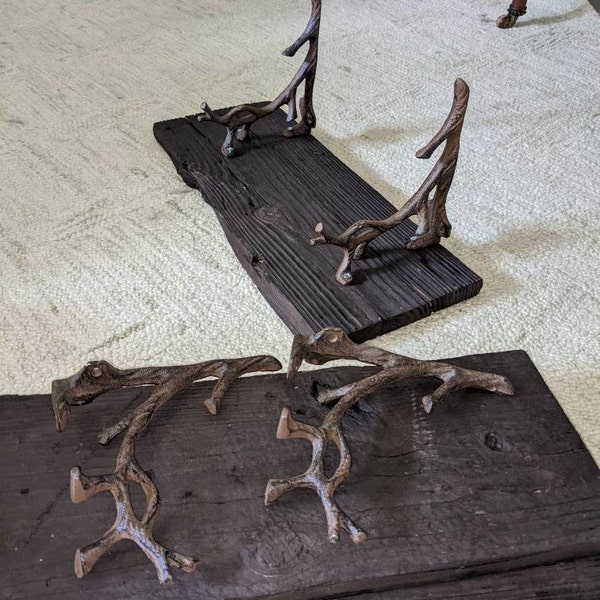 Set of 2 TREE BRANCH Brackets - Cast Iron Metal Shelf Brackets - Rustic ...