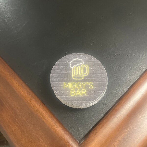 Personalized Neon Bar Sign Coasters - Etsy