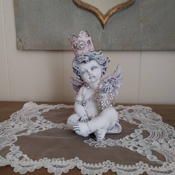 Cherub Holding Bird Crowned Cherub Cherub With Crown Winged Cherub ...