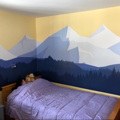 Removable Mountain Wall Decal / Peel and Stick Wall Mural / Self ...