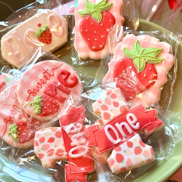 Sweet One Berry First Strawberry Birthday Cookies - Etsy