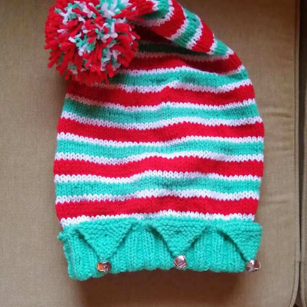 DIY- Knitting PATTERN #150: Santa's Elf Knit Hat With Pom-pom Pattern ...
