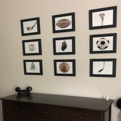 The Sports Collection on White Background, Set of Nine UNFRAMED Prints ...