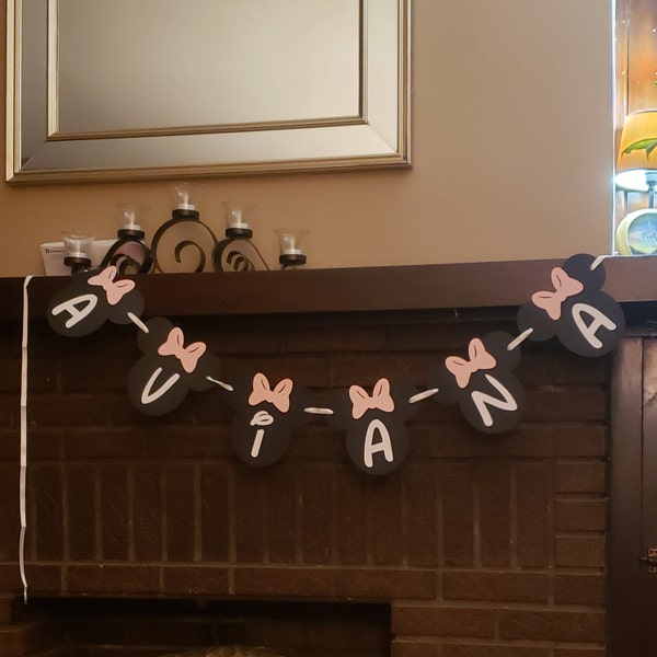 Minnie Mouse Banner, Disney Banner, Glitter Banner, Bunting, Minnie ...