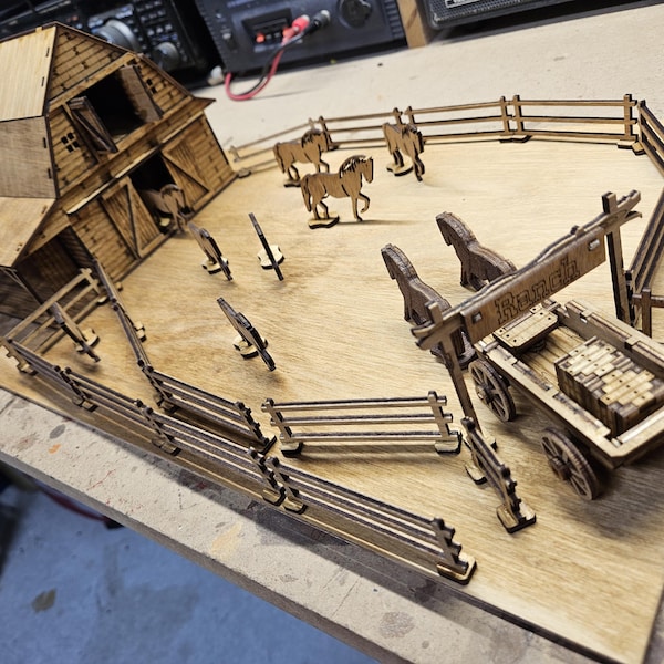 Laser Files for Cutting Wild West Barn SVG 3D Ranch | Dxf | LBRN | Ai ...