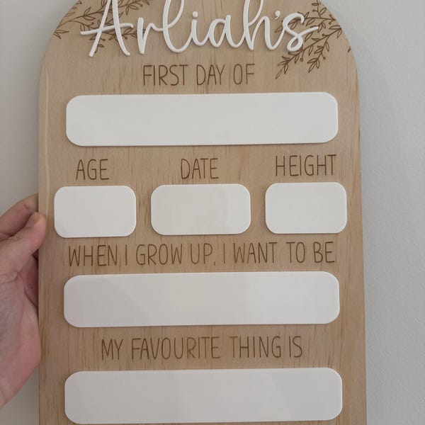 Personalised First Day Board, Customisable First Day Board, Kids First ...