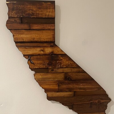 California Rustic Wood State Cut Out Wood Art Signcalifornia - Etsy
