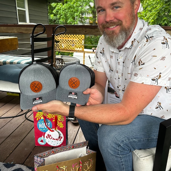 Personalized Father/son Matching Leather Patch Hat | Father Son Hats ...