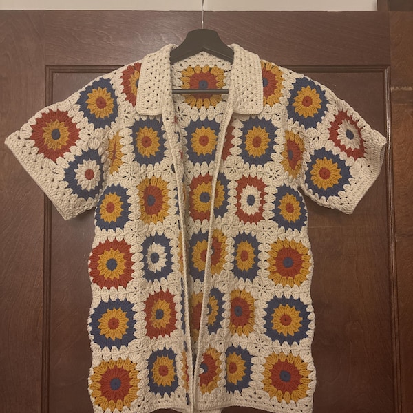 Merladesigns Square Button-up, Handmade Crochet Unisex Sweater, Knitted ...