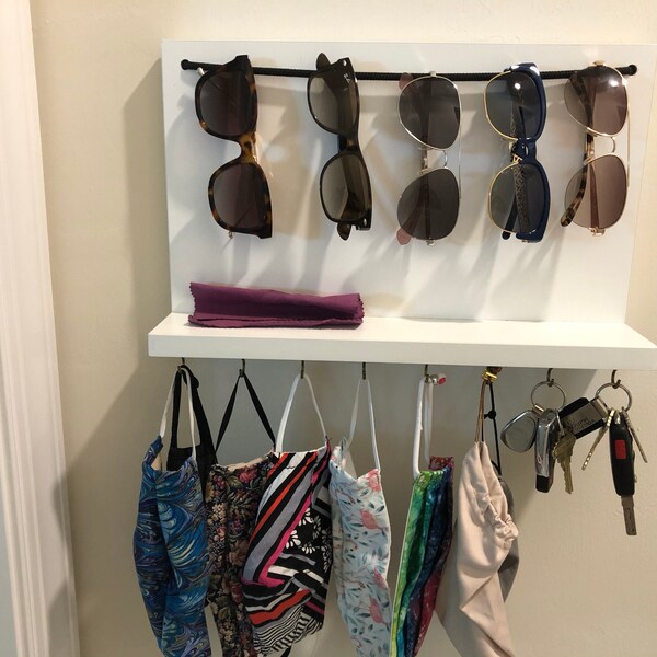 White Melamine Sunglass Rack: Wall Mount Eyeglass Organizer - Etsy