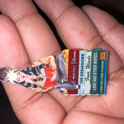 Personalized Girl Reading Book Acrylic Flat Keychain, Custom Book ...