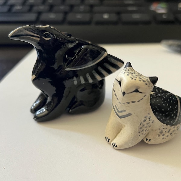 White Owl Griffin Figurine Snowy Gryphon Sculpture TO ORDER Tiny Clay ...