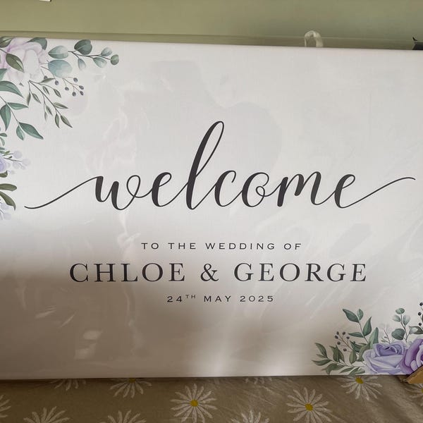 Wedding Welcome Sign, Wild Flowers, Canvas, Foam Board, Art Paper or ...