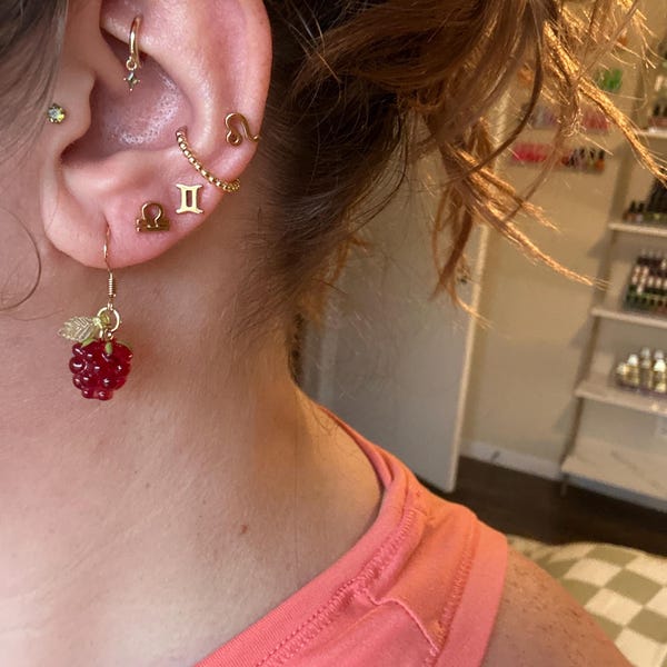 Cute Raspberry Earrings, Glass Strawberry Earrings, Food Earring ...