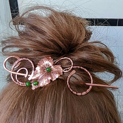Copper Ruffled Leaf Hair Clip Handmade for Women With Green - Etsy