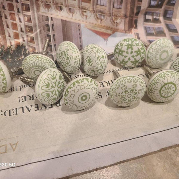 Multicolor Ceramic Knobs Handmade Hand Painted Ceramic Door Knobs Kitchen Cabinet Drawer Pulls ...