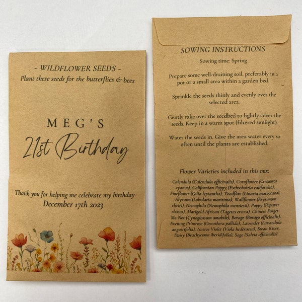 Custom Printable Seed Packet, Seed Envelope, Printable Seed Packet ...