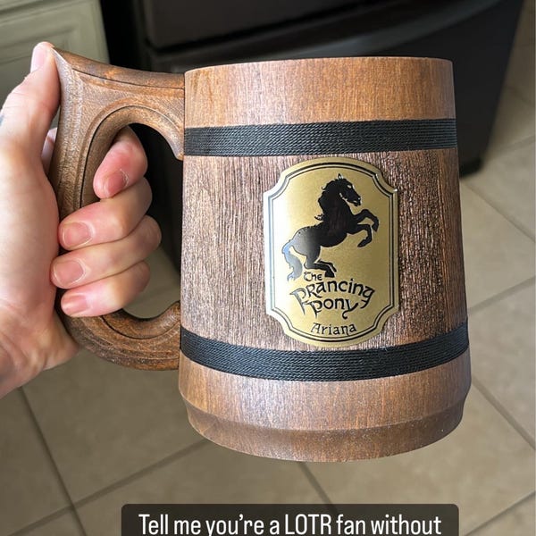 Witcher Mug Wooden Beer Stein With Personalized Etched Plaque Gift for ...