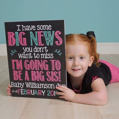 Big Sister Pregnancy Announcement Chalkboard Poster Big Sis - Etsy