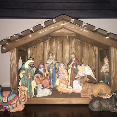 Ready to Shiplarge Traditional Log Nativity Stable 18 - Etsy